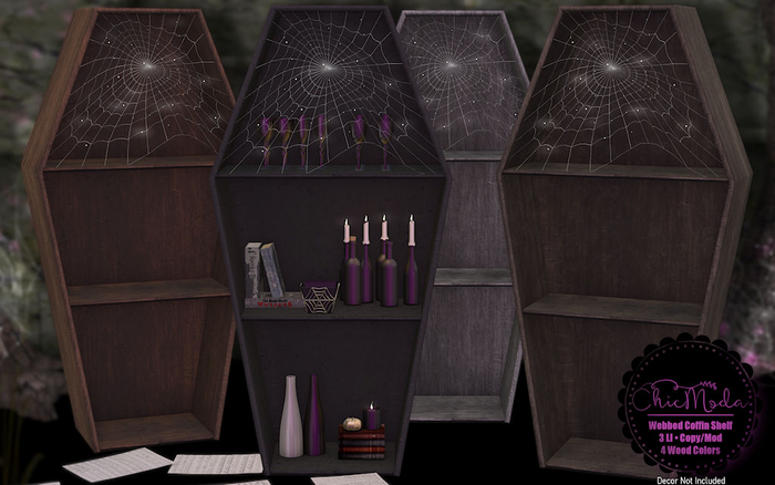 Second Life Marketplace Chicmoda Decor Webbed Coffin Shelf